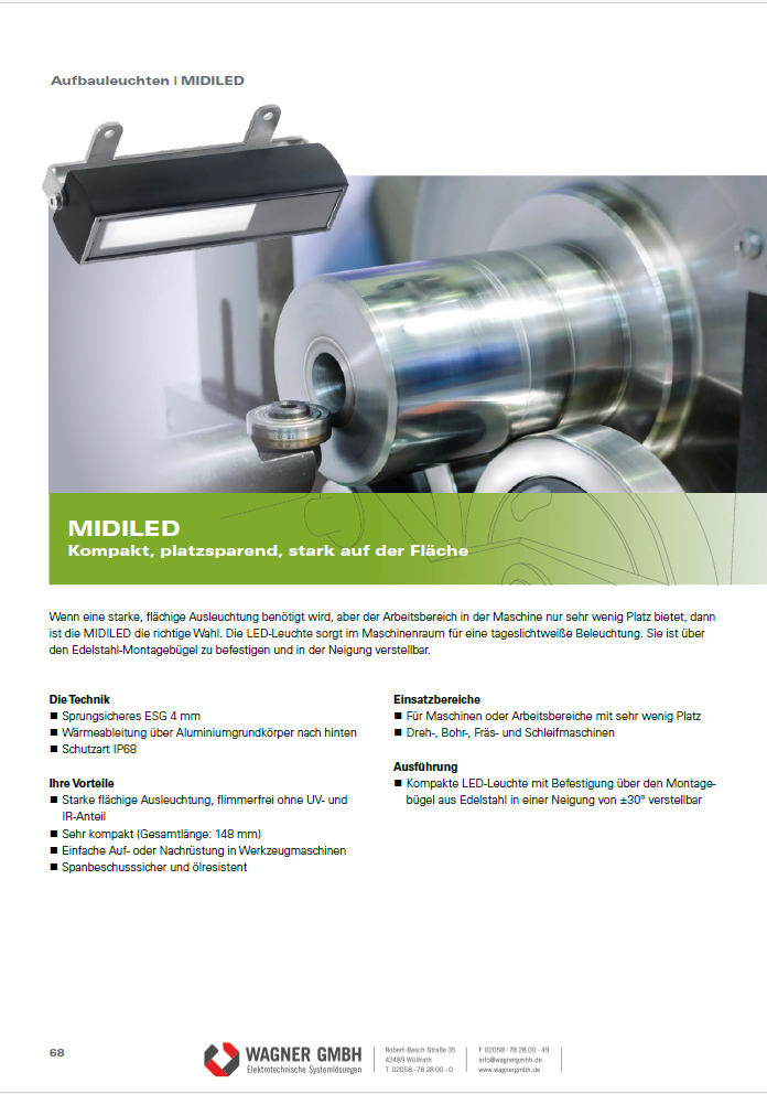 LED2WORK Maschinenleuchten - MIDILED | WAGNER GMBH - Industrievertretung
